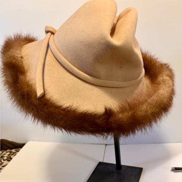 Accessories | Vintage 8s Felt Hat With Authentic Mink Trim | Poshmark
